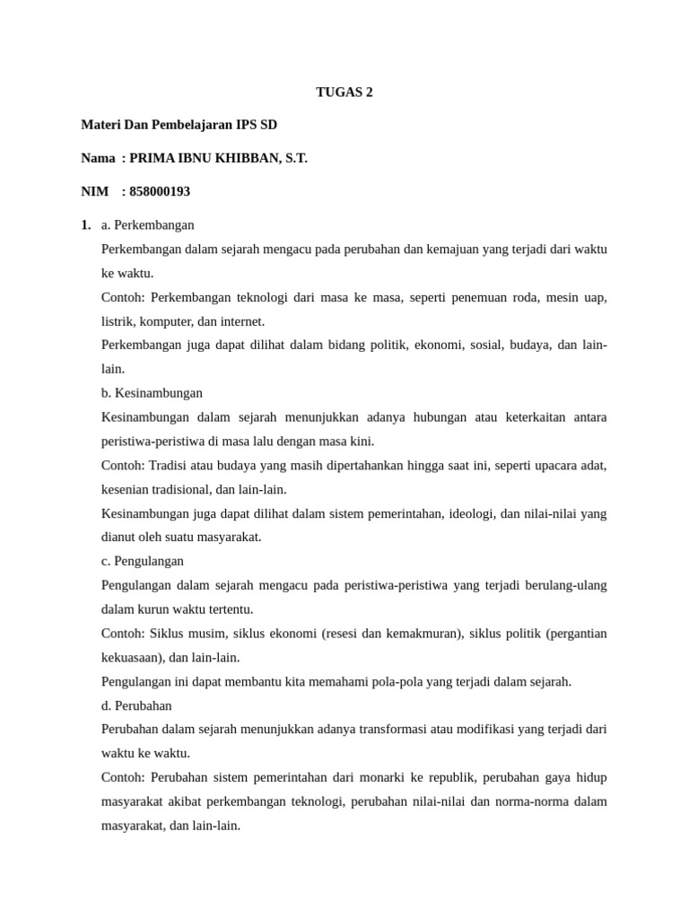 TUGAS 2_PRIMA IBNU KHIBBAN_MATERI DAN PEMBELAJARAN IPS SD | PDF
