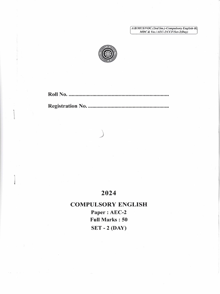 Cu Aec Question Paper Sem 2 | PDF | British Poetry | Poetry