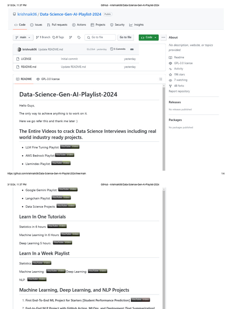 GitHub - Krishnaik06 - Data-Science-Gen-AI-Playlist-2024 | PDF | Artificial Intelligence ...