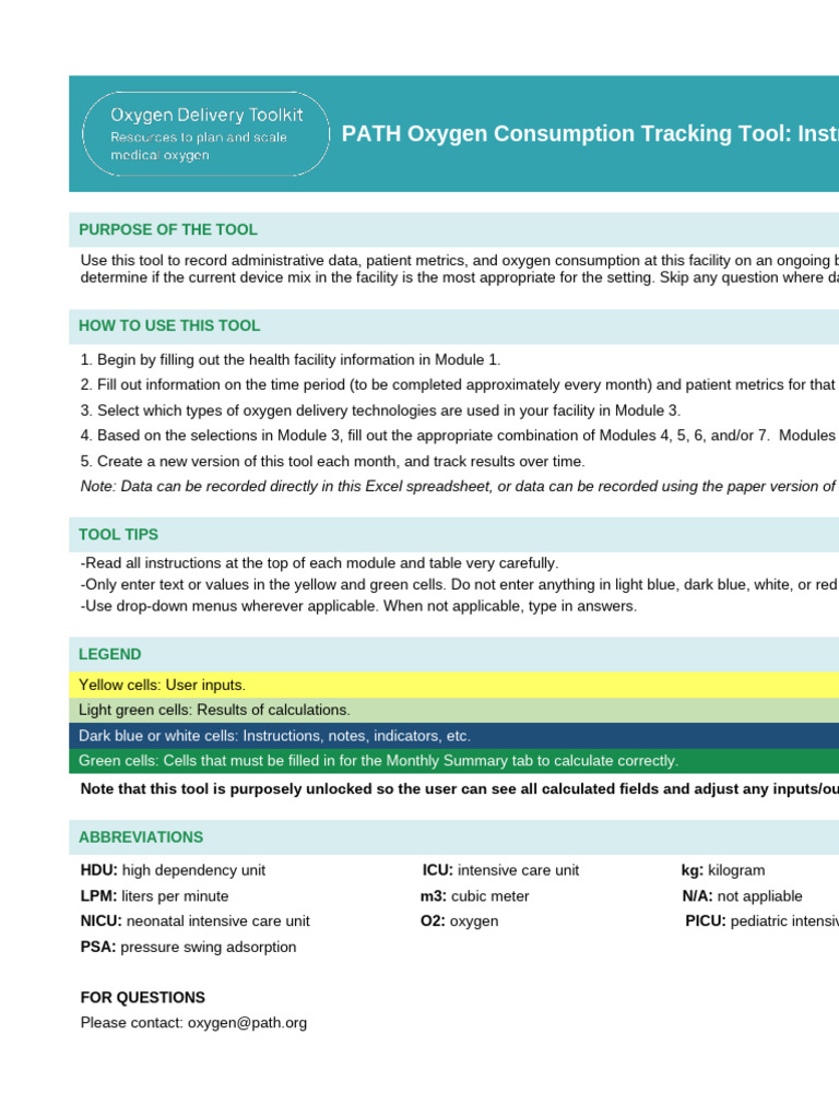 Oxygen Consumption Tracking Tool July2021 Edit Locked | PDF | Flow ...