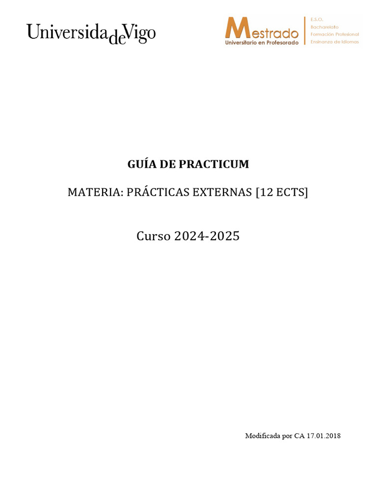 2024-25 Guía Practicum PRACTICAS EXTERNAS | PDF