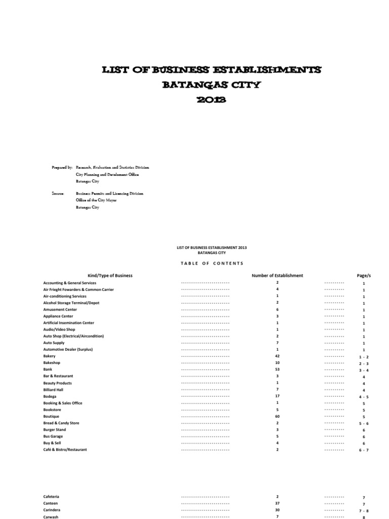 Business Establishment CY2013 | PDF