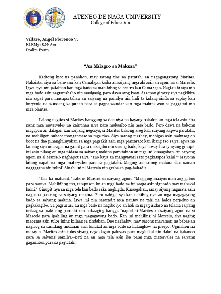 Villare Angel Florence Bikol Short Story 3 | PDF