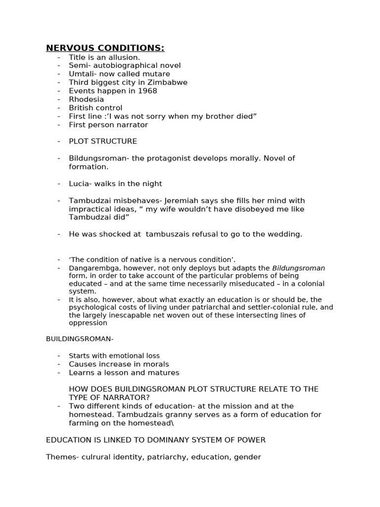 Nervous Conditions | PDF