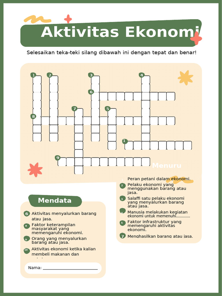 Aktivitas Ekonomi Teka-Teki Silang Hijau Kuning Ilustrasi Abstrak | PDF