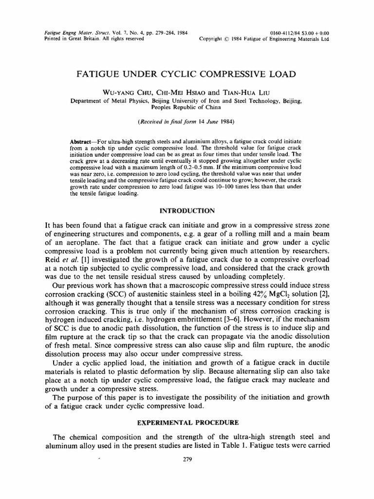 FATIGUE UNDER CYCLIC COMPRESSIVE LOAD.pdf | PDF | Fracture | Fatigue ...