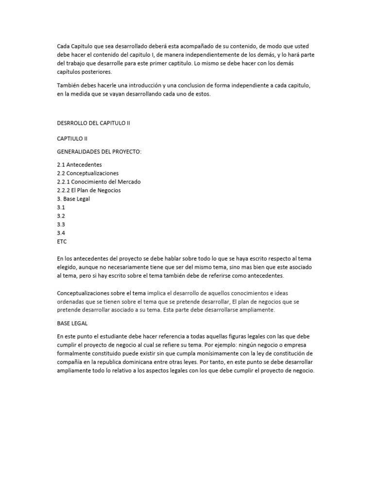 Instrucciones Sobre Desarrollo Capit. Ii | PDF