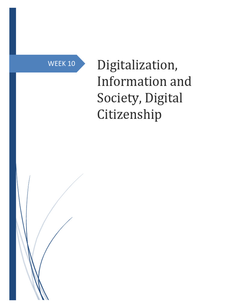 Week - 10 Digitalization - Information and Society - Digital ...