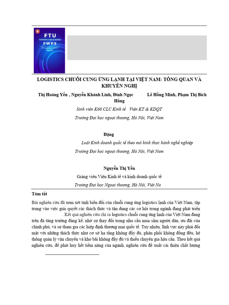 Overview of Vietnam's Cold Logistics | PDF | Logistics | Warehouse