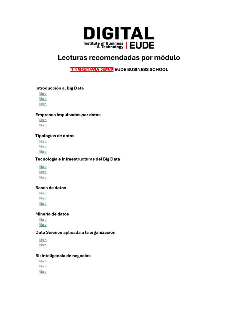 Lecturas Recomendadas Por Módulo - Big Data 24-25 | PDF
