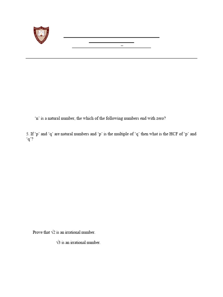 Grade 10 Math: Real Numbers Worksheet | PDF | Fruit Preserves | Numbers