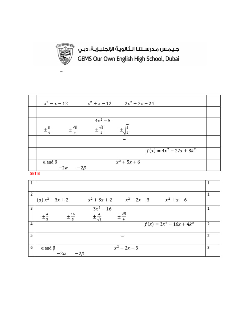 Chapter Test Question Paper - Polynomials - 230420 - 124059 | PDF
