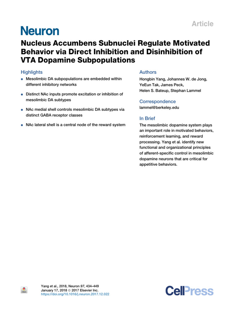 NAc VTA and motivation | PDF | Reward System | Neuroscience