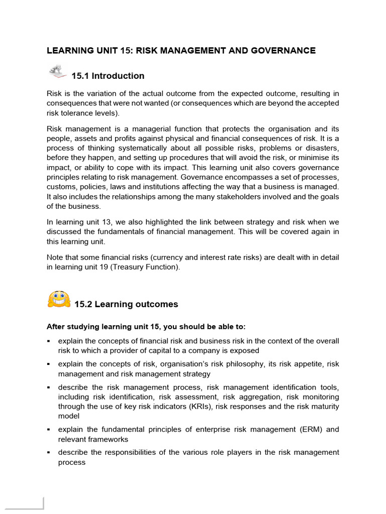 Mac3761 Lu15 Risk Management and Governance | PDF | Risk | Risk Management