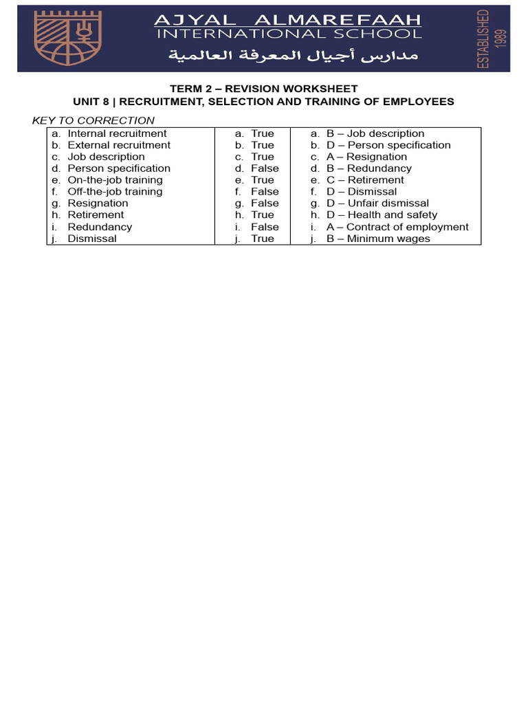 Practice Worksheet - Unit 8 - Answer Key | PDF