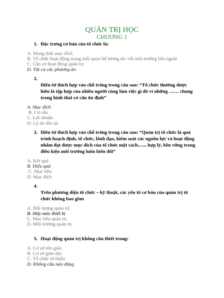 QTH - Chương 1 | PDF