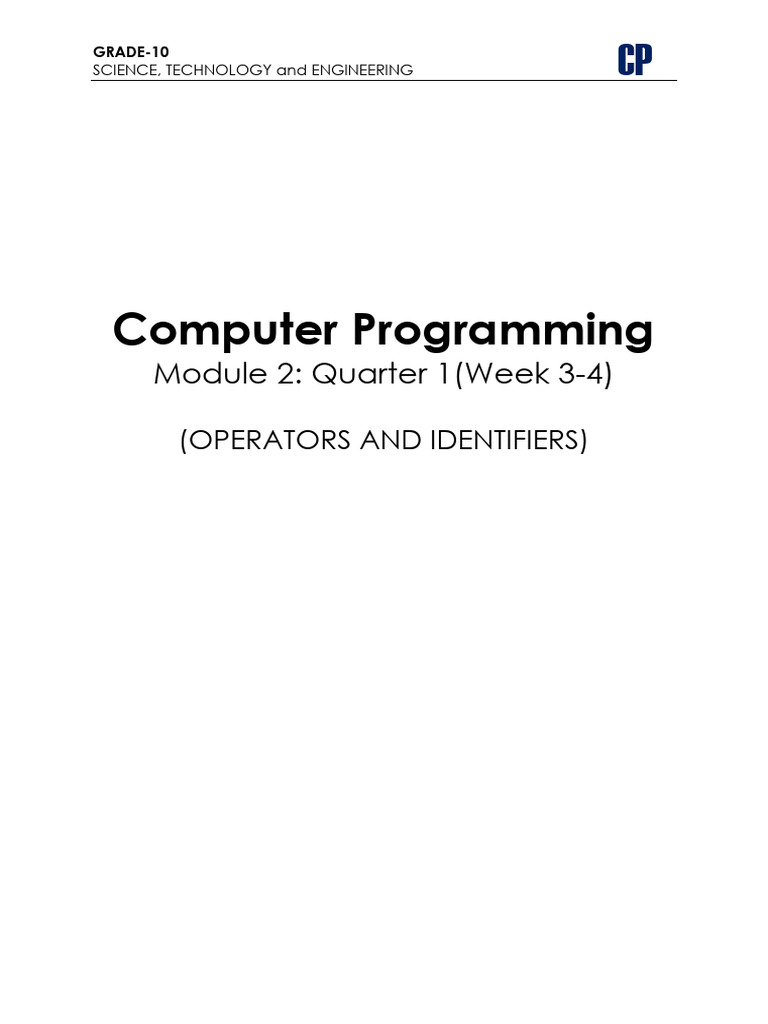 Grade 10 Programming: Operators & Identifiers | PDF | Computer Program ...
