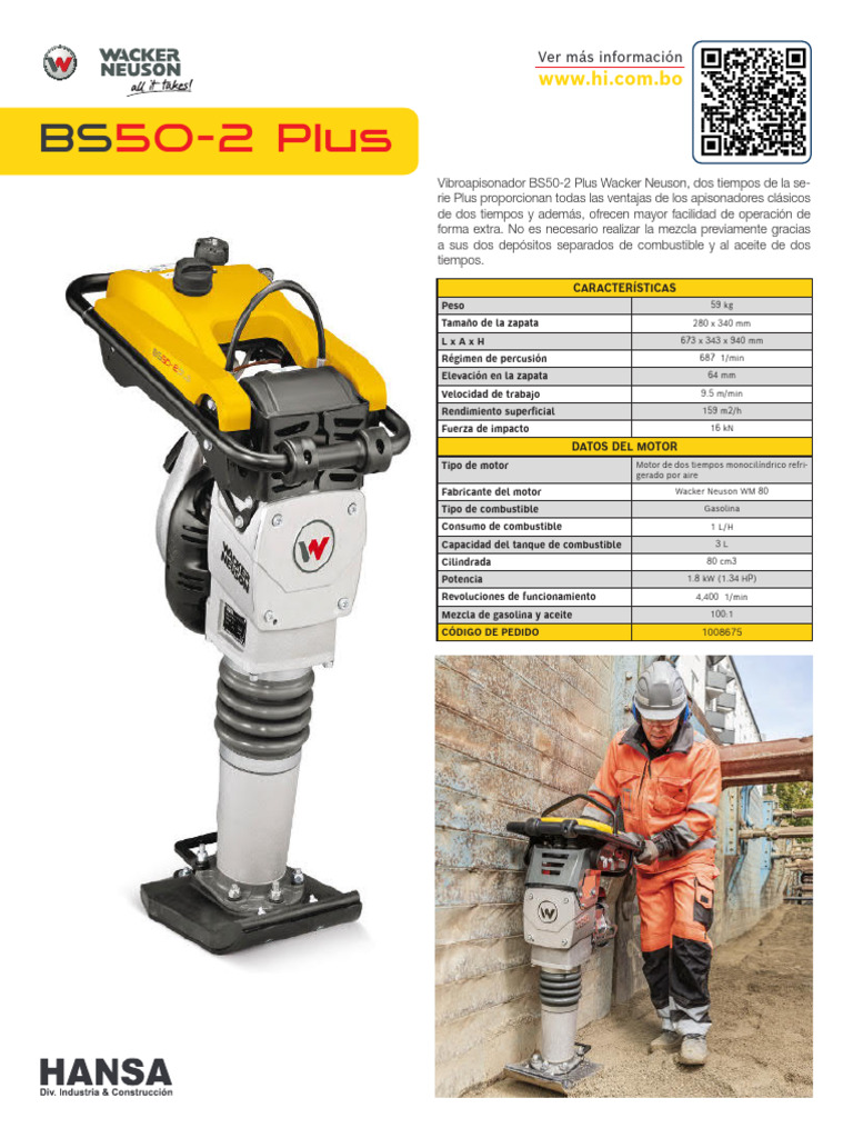 Vibroapisonador BS50 2 Plus Wacker Neuson | PDF