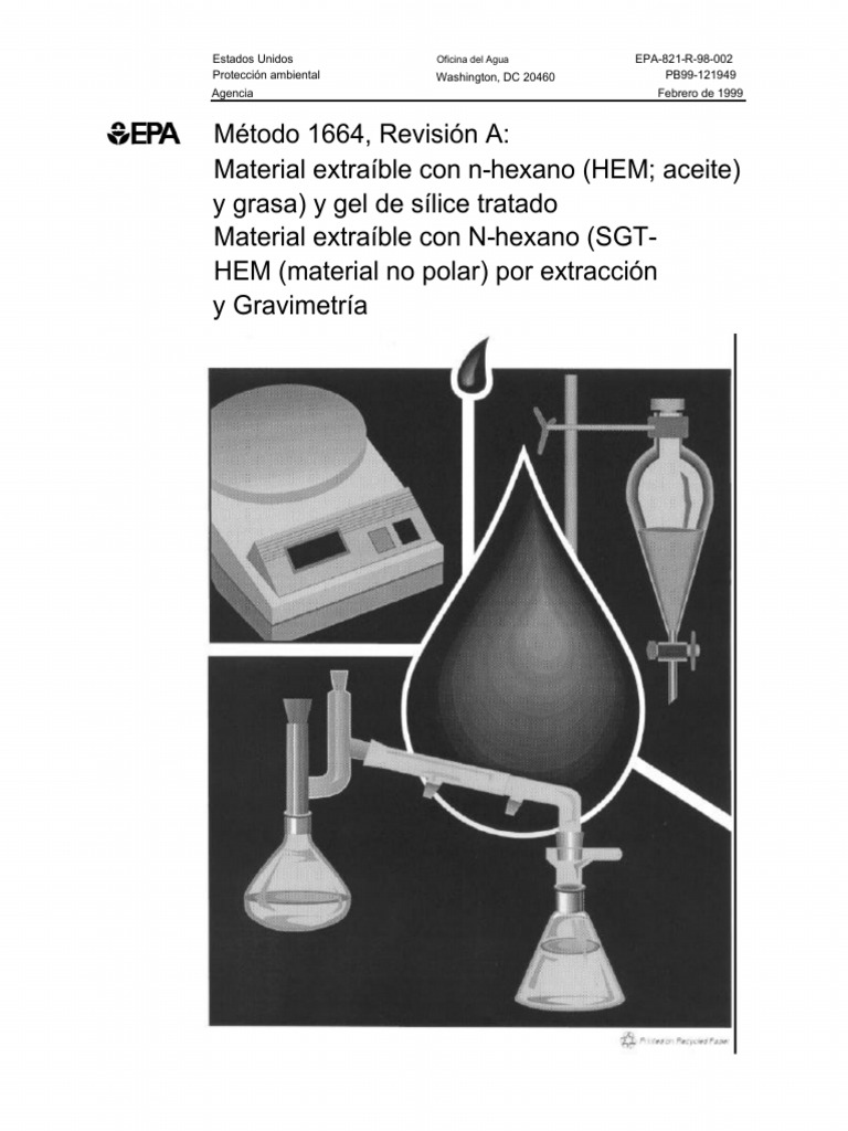 EPA 1664 HEM Oil and Grease | PDF | Destilación | Agua