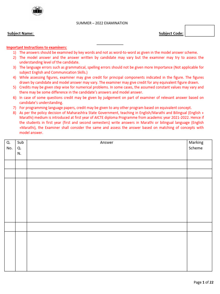 2022 Summer Model Answer Paper (Msbte Study Resources) | PDF | Fuse ...