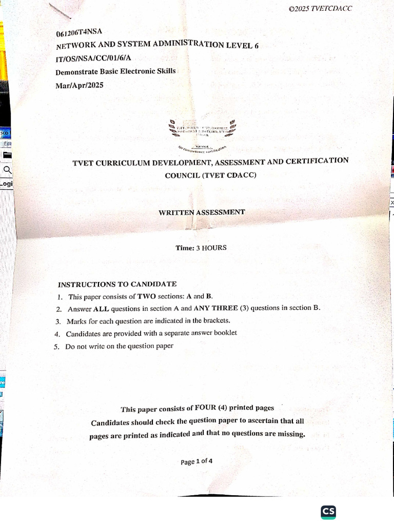 NSA6 Demonstrate Basic Electronic Skills March-April 2025 | PDF