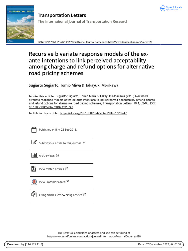 TRL 10 (1) 52-63 | PDF | Traffic Congestion | Public Transport