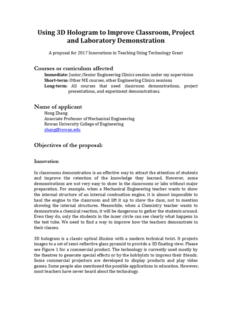 2017-Zhang - Using 3D Hologram To Improve Classroom | PDF | Virtual ...