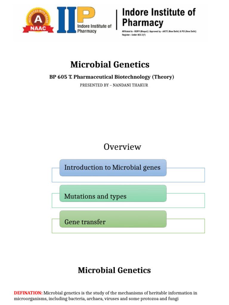 Microbial Genetics BP605T 13june2022 | PDF | Gene | Genetics