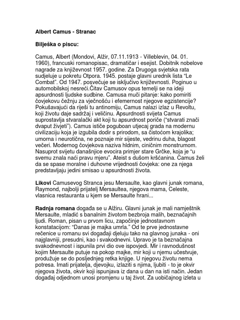 Albert Camus - Stranac