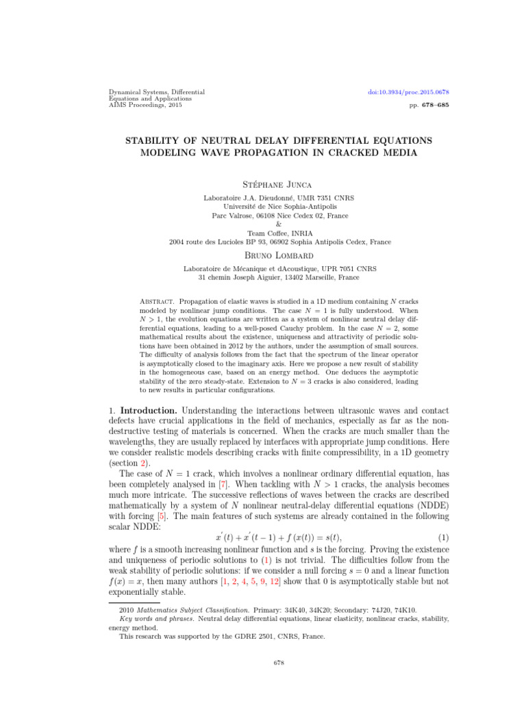 Stability in Neutral Delay Equations | PDF | Stability Theory | Waves