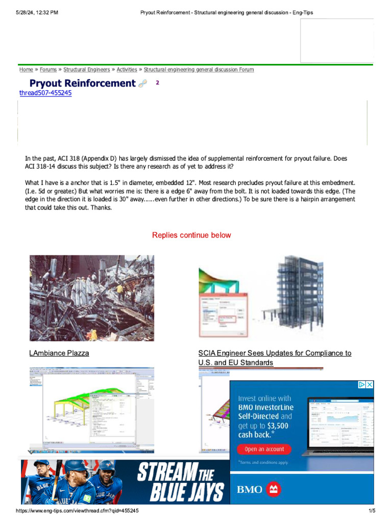 15.0 Pryout Reinforcement - Structural Engineering General Discussion - Eng-Tips | PDF