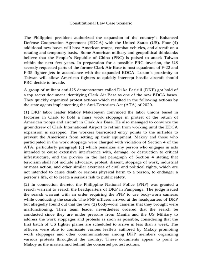 Constitutional Law Case Scenario | PDF | Taiwan | Government