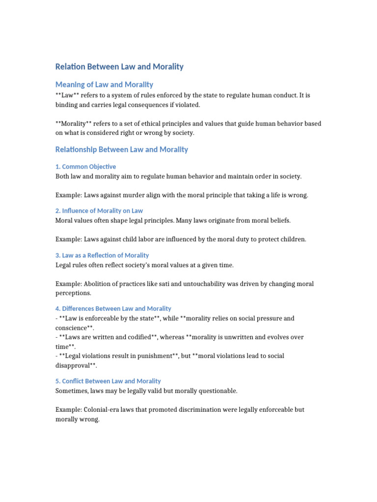 Law and Morality: Key Relationships Explained | PDF