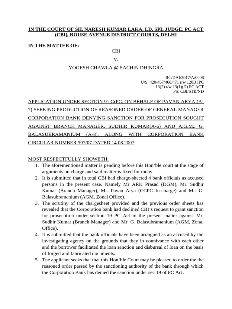 91 Application in Yogesh Chawla | PDF | Government Of India | Crimes