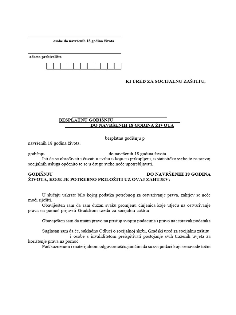 Zahtjev Gradski Ured - 18 | PDF