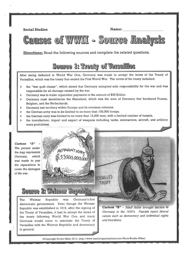 Causes of WWII Source Analysis | PDF