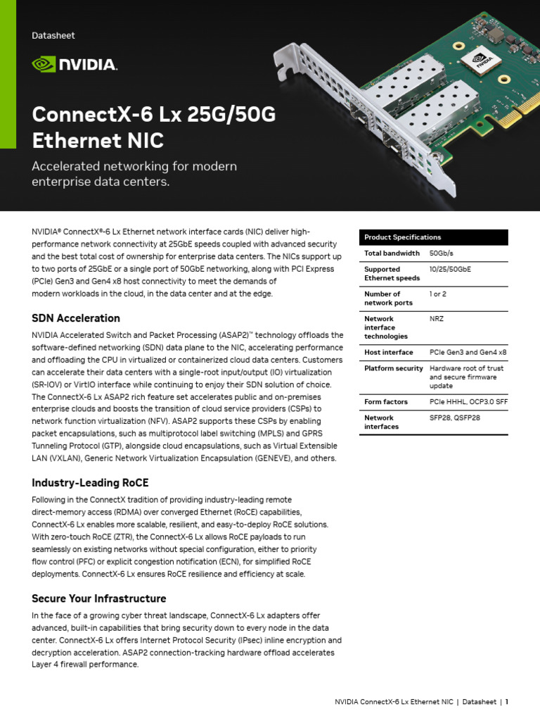 Connectx 6 LX Datasheet | PDF | Network Interface Controller | Computer ...