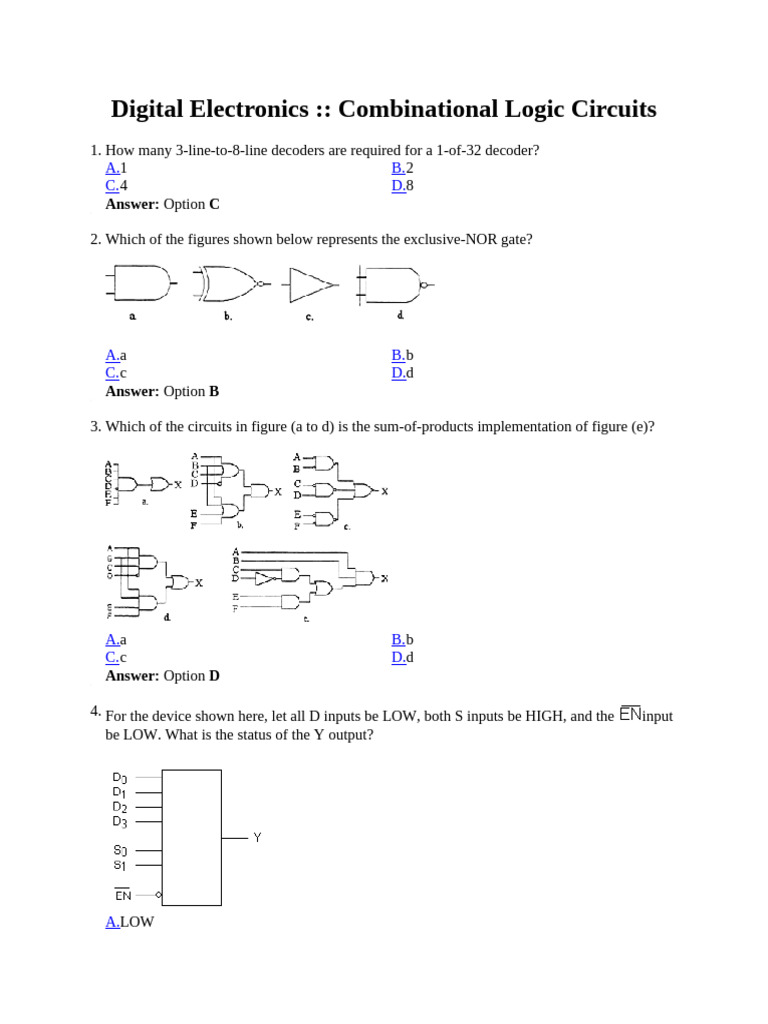 Combinational Logic Circuits | PDF | Logic Gate | Electronics