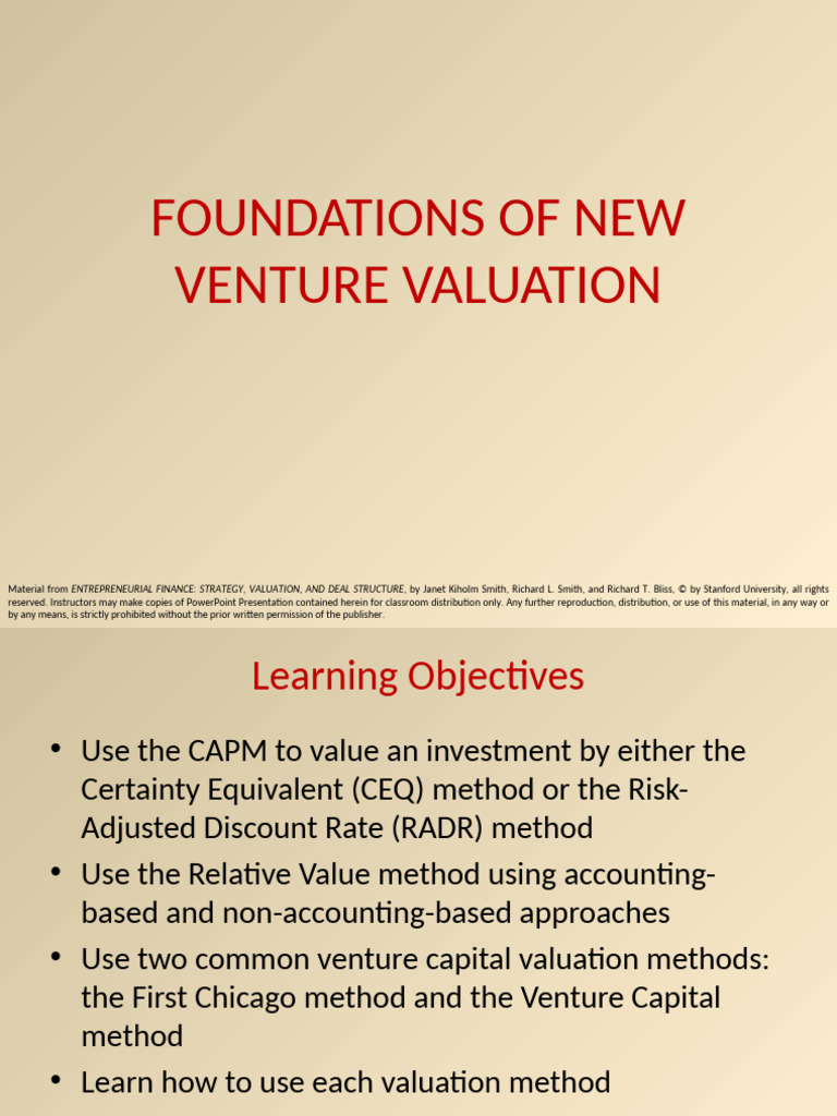 New Venture Valuation Methods | PDF | Discounted Cash Flow | Valuation ...
