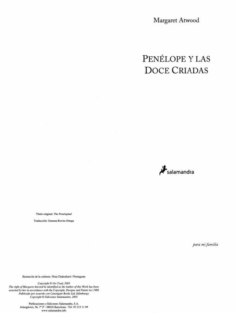 Artwood, Margaret - Penelope y Las Doce Criadas | PDF