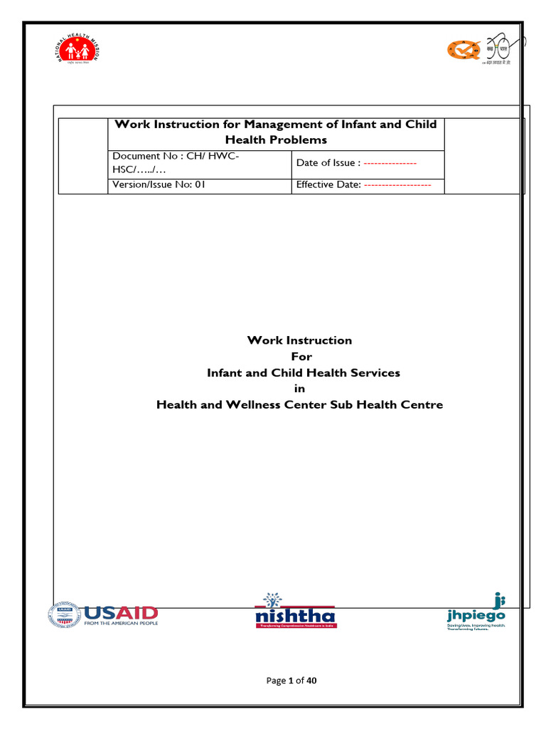 Child Health Work Instructions | PDF | Infants | Human Life Stages