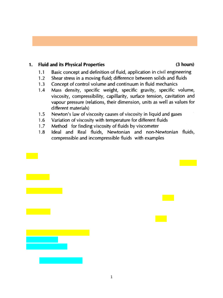 Chapter 1. Properties of Fluid | PDF | Viscosity | Surface Tension