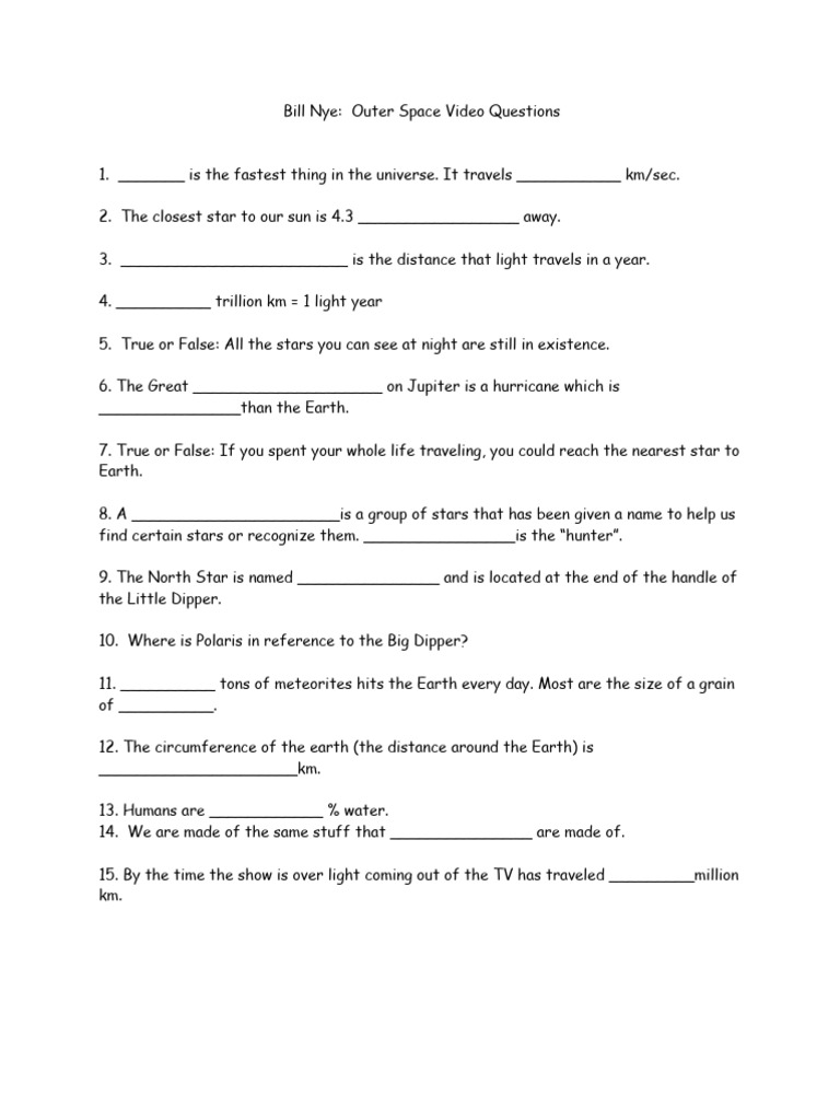 2b Bill Nye Outer Space Video | PDF