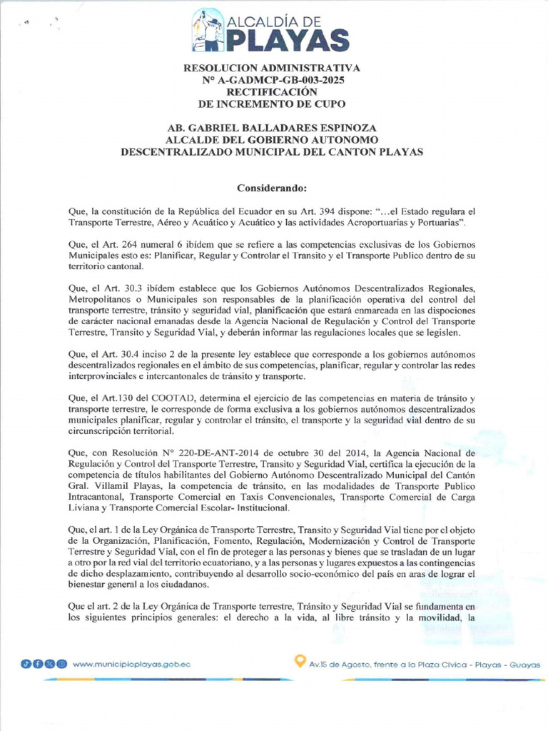 A-Gadmcp-Gb-003-2025 (1) Rectificacion de Incremento de Cupo Nuevo Ultimo | PDF