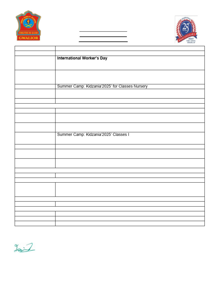 Activity Planner May 2025-26 | PDF | Observances