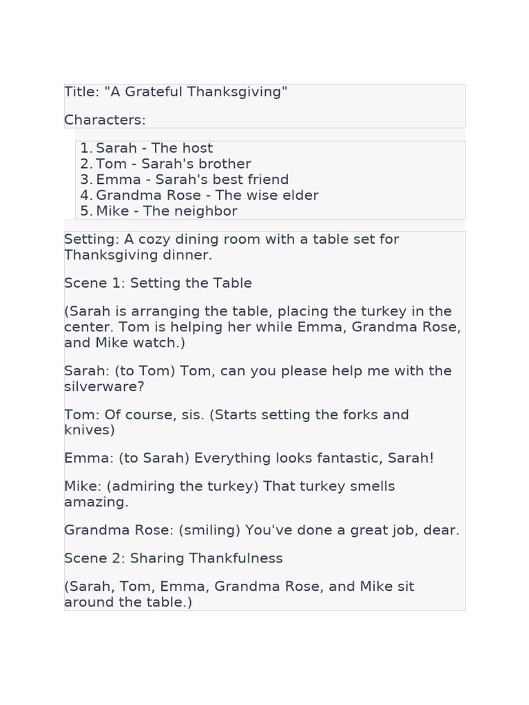 Thanksgiving Skit | PDF