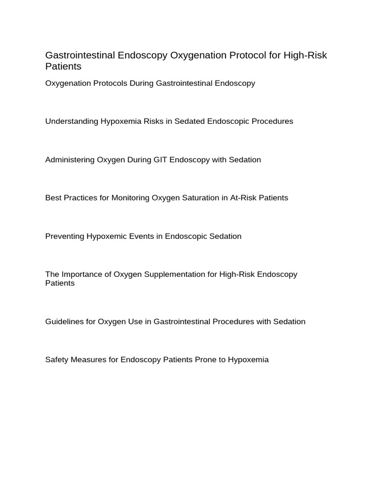 Oxygen Protocols for High-Risk Endoscopy | PDF