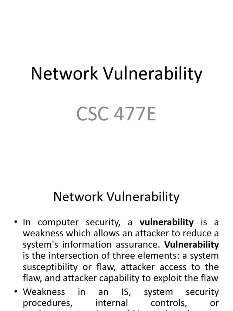 Lect 3 Network Vulnerability | PDF | Security | Computer Security