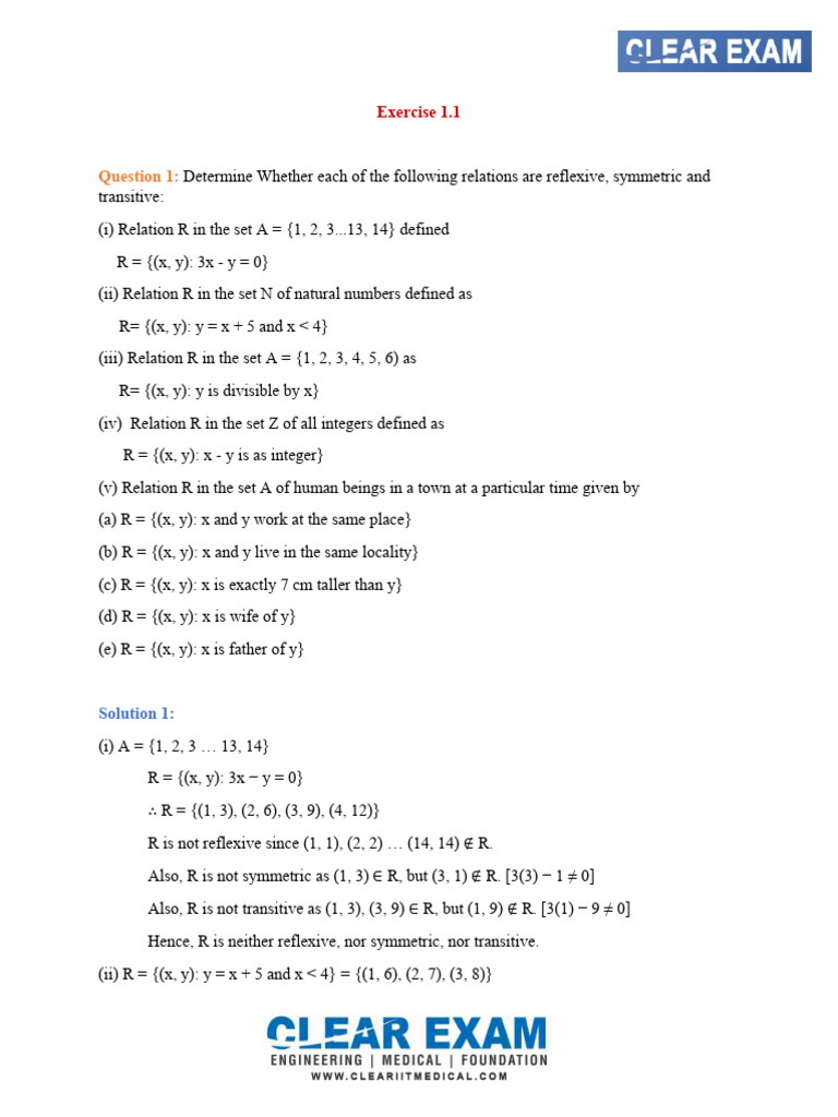 NCERT Class 12 Maths Chapter 1 | PDF | Function (Mathematics) | Integer