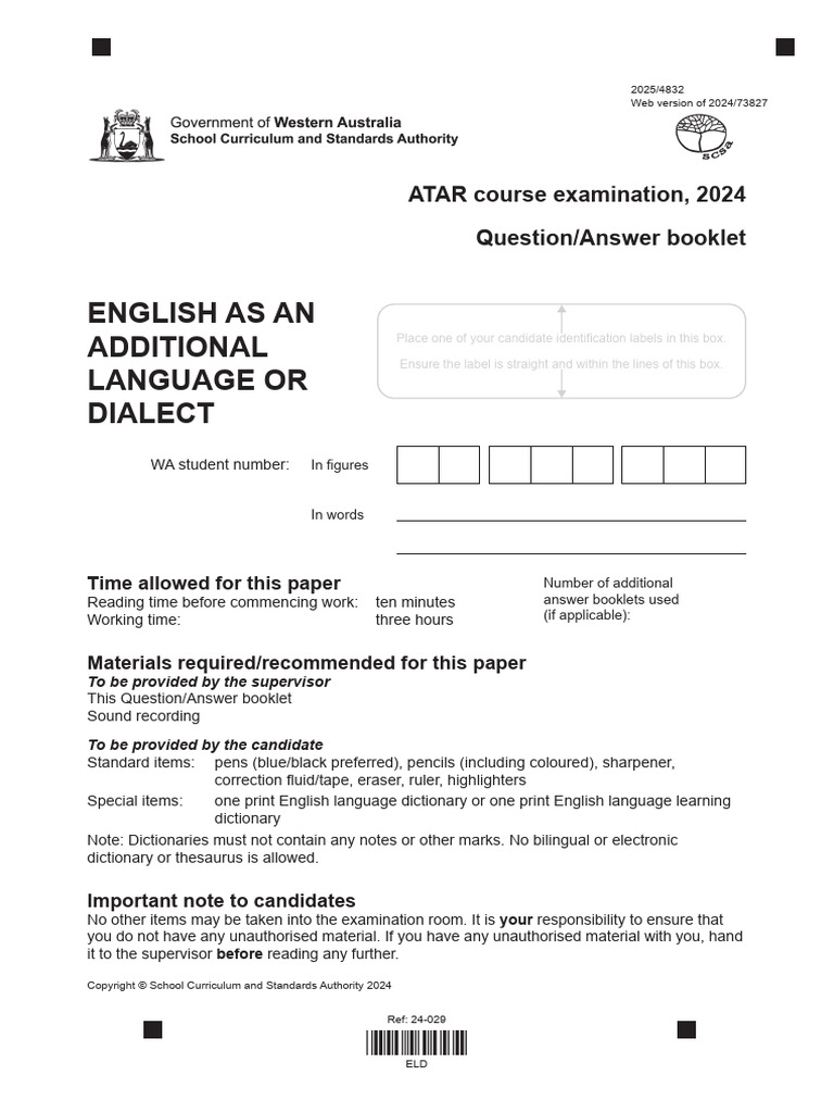 2024 ELD Examination Web Version | PDF | English Language | Copyright